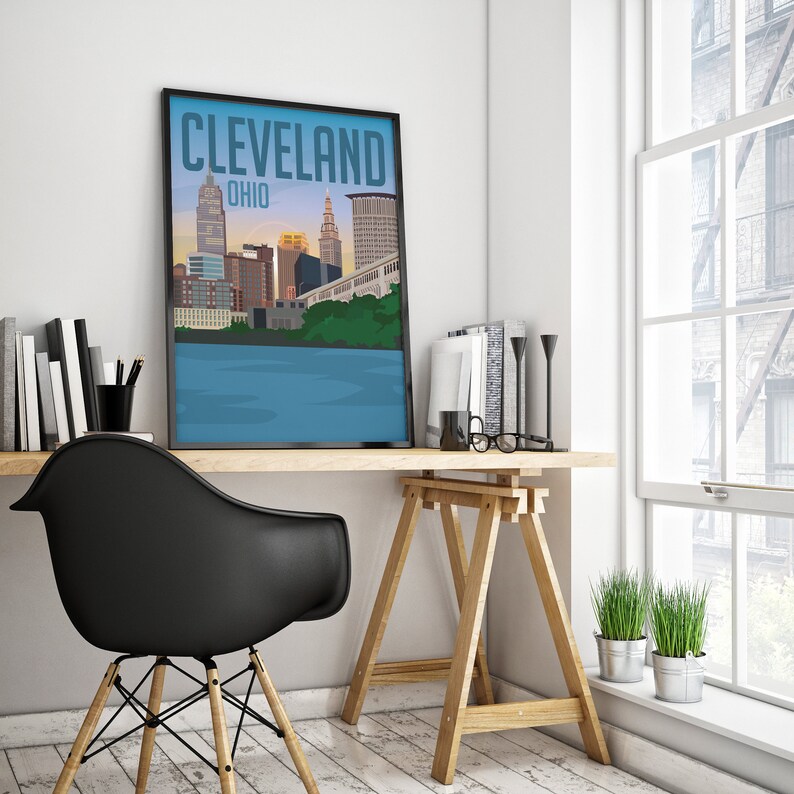 Cleveland Ohio Travel Poster Instant Download | Etsy