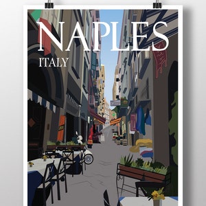 Naples | Italy | Travel Poster | Instant Download | Travel Art | Retro ...