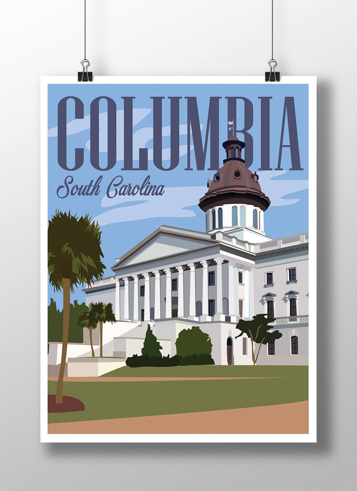 Columbia South Carolina Travel Poster Instant Download | Etsy