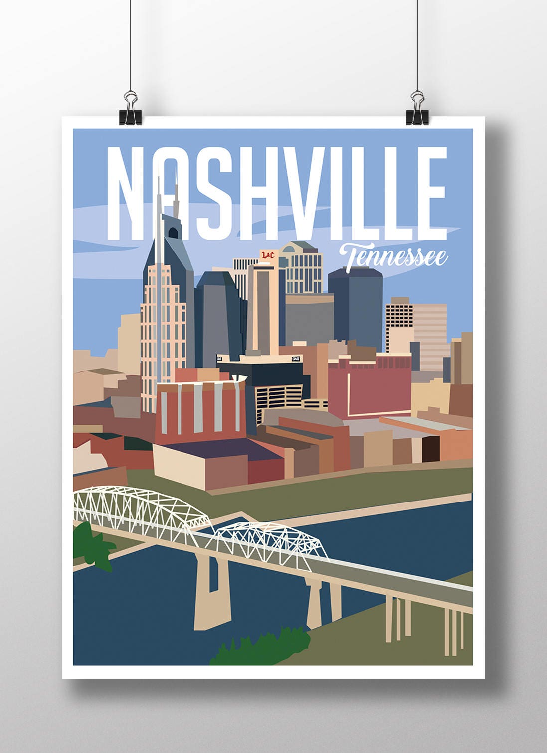 Nashville Tennessee Travel Poster Instant Download | Etsy