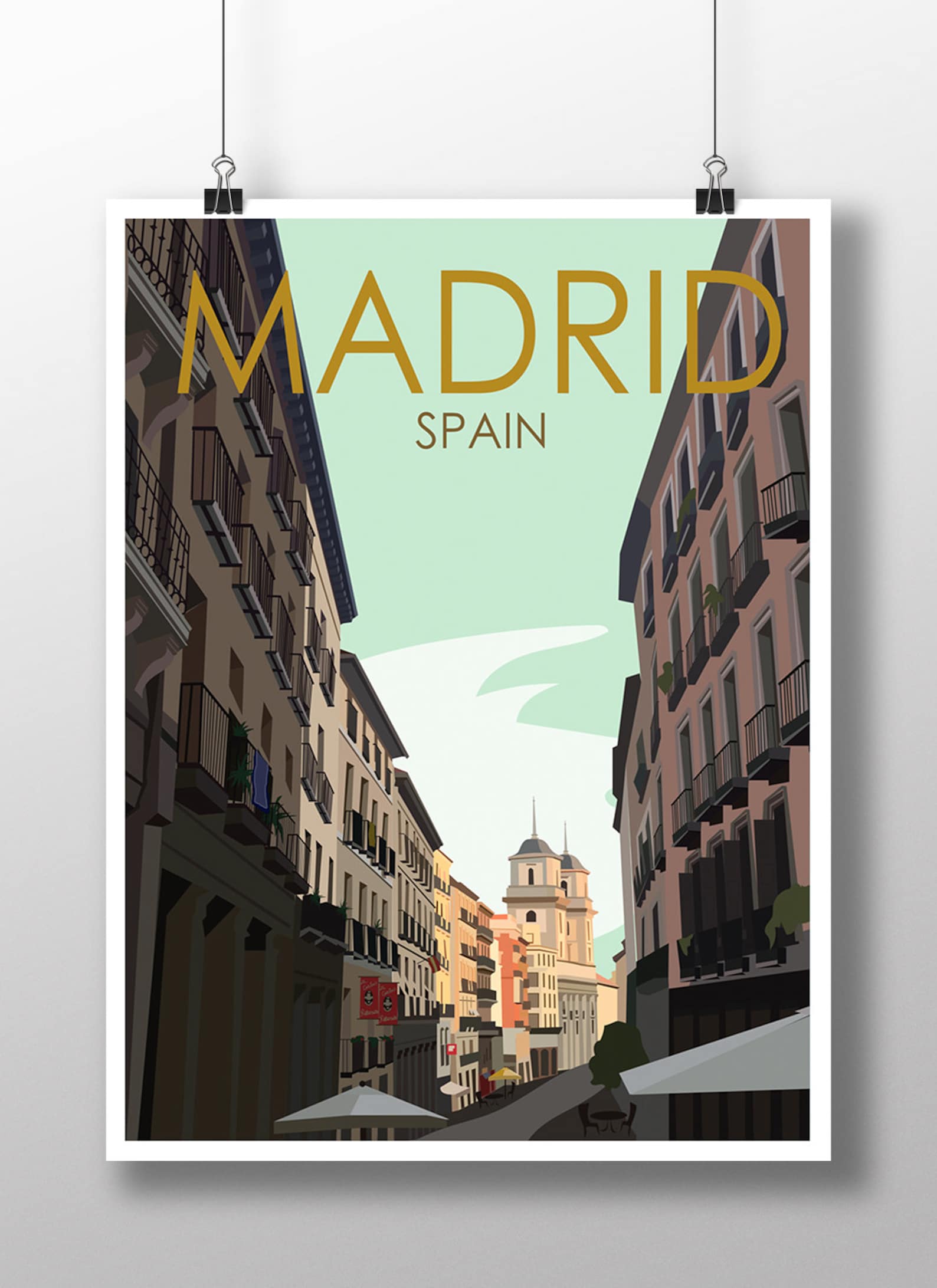 Madrid Spain Travel Poster 2 Versions Instant Download - Etsy