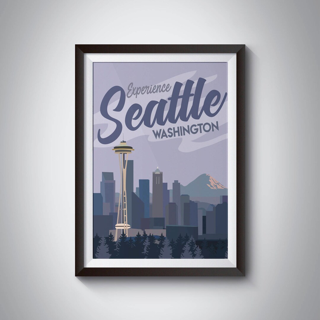 Seattle | Travel Poster | Instant Download | Travel Art | Retro Travel ...