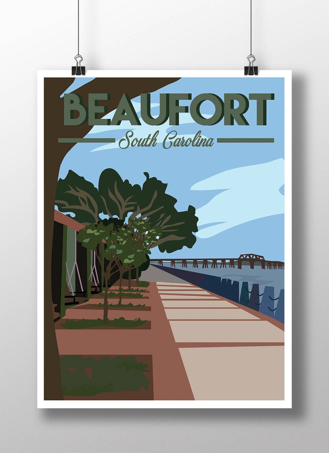 Beaufort | South Carolina | Travel Poster | Instant Download - Etsy