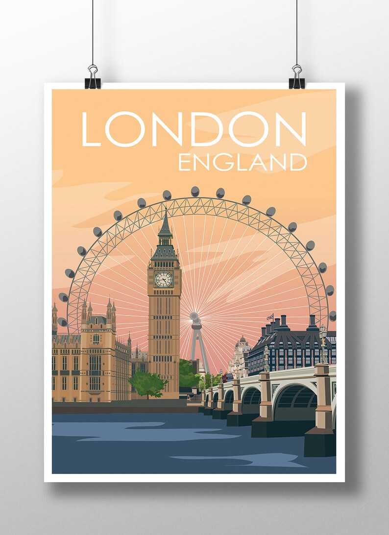 London England Travel Poster Instant Download | Etsy