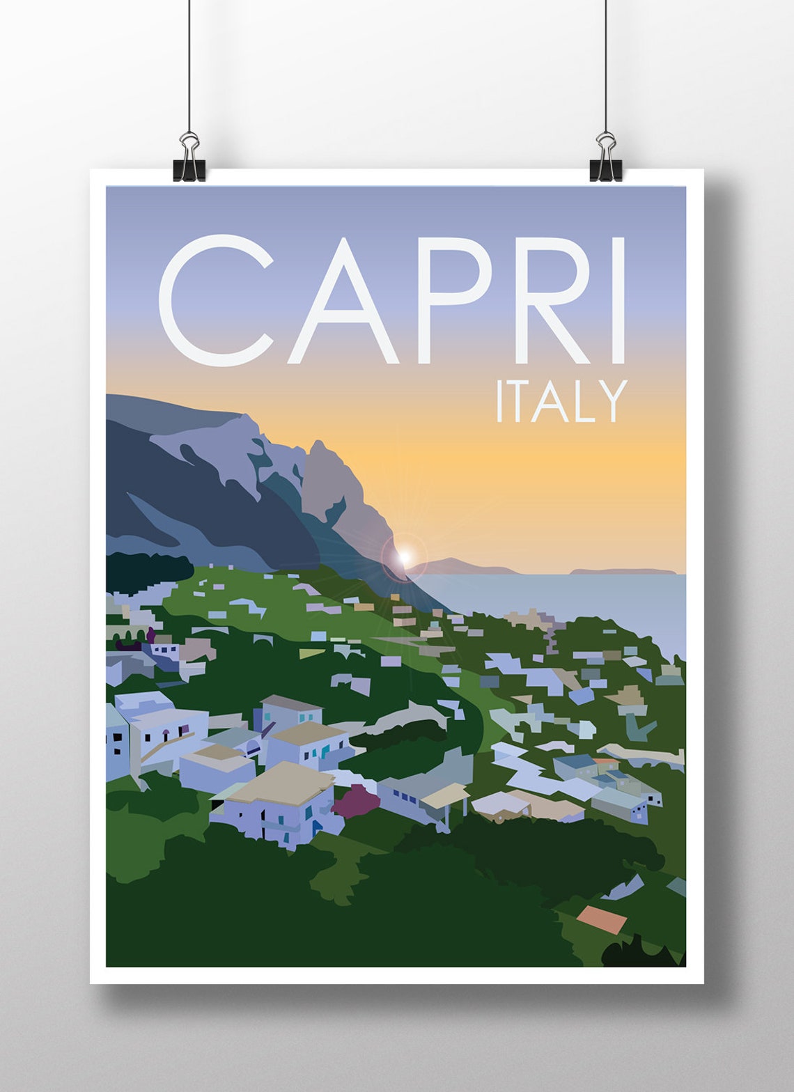 Capri Italy Travel Poster Instant Download | Etsy
