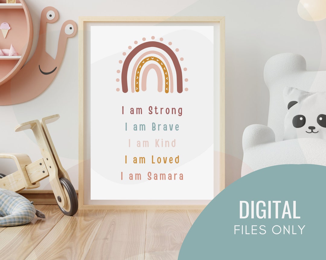 Rainbow Boho Affirmation Nursery Wall Art, Kids Decor, Digital Download ...