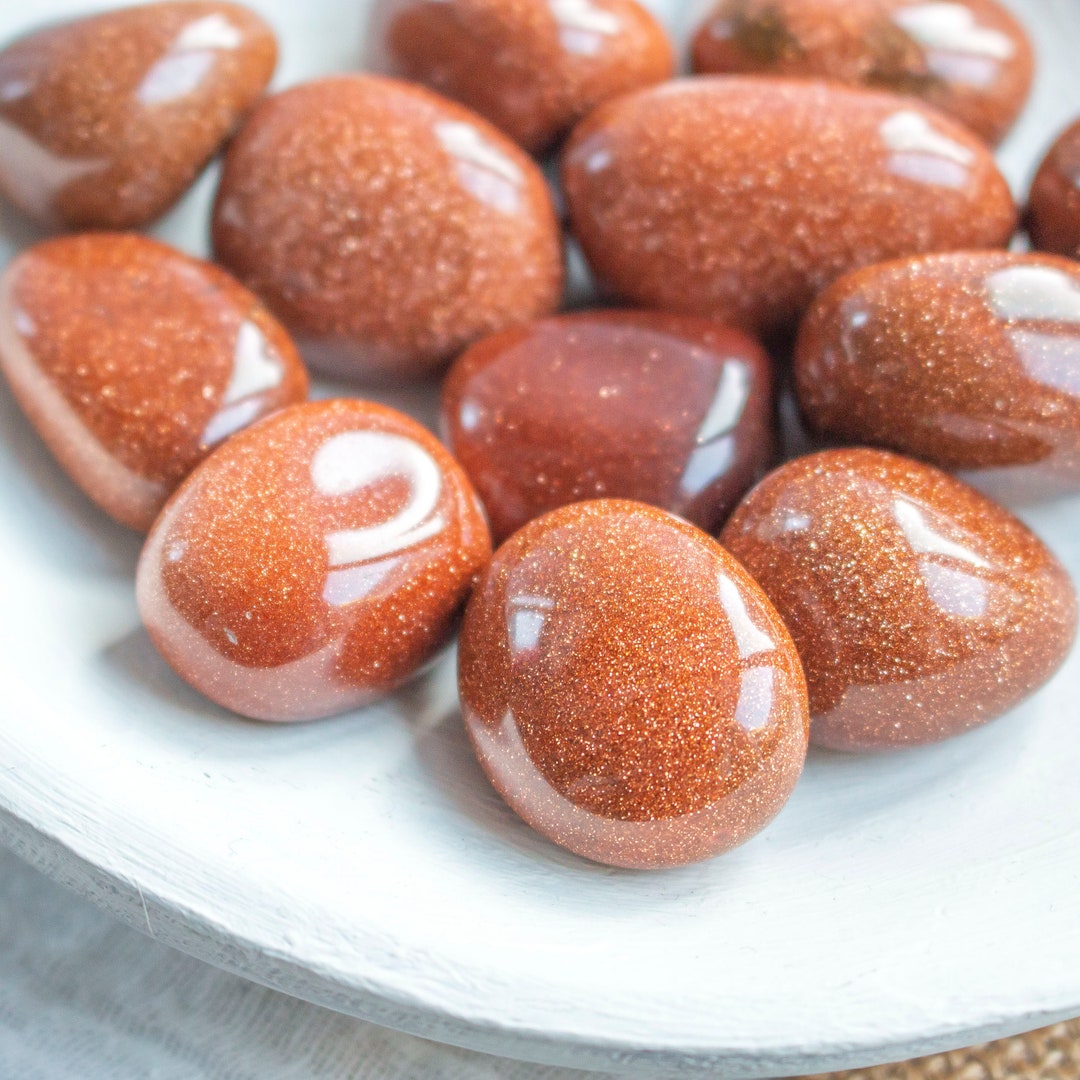 Goldstone Tumblestone manmade - Etsy