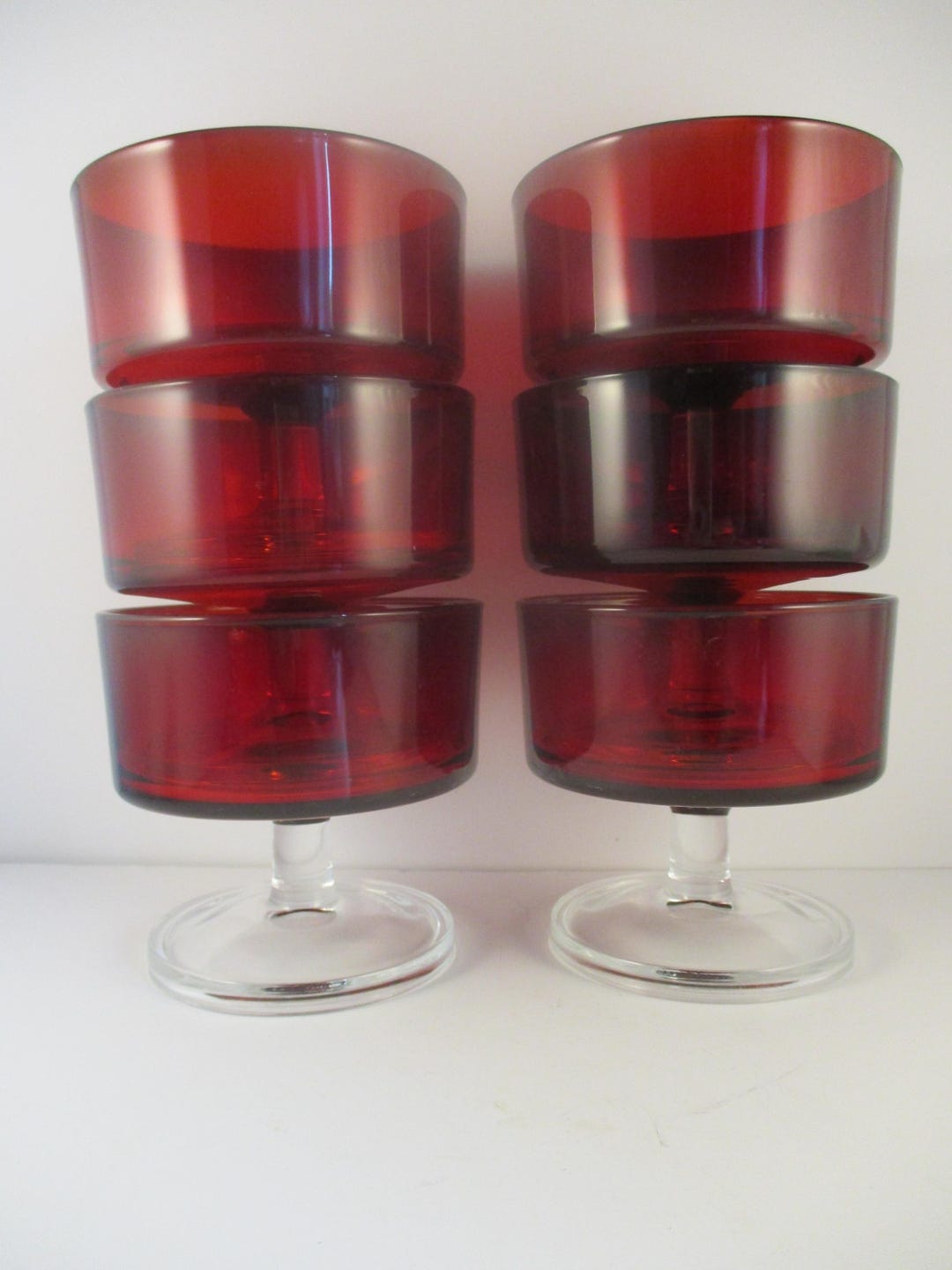 Vintage Glassware, Luminarc Glass, Luminarc Red Glass, Red Dessert ...