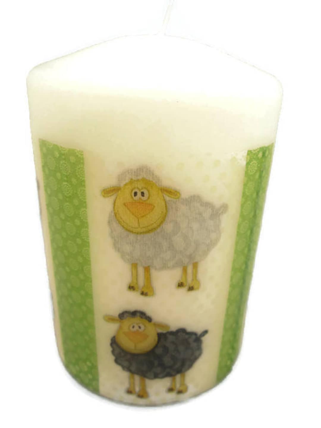Decorated Candle, Sheep Candle, Lamb Candle, Farm Candle, Decoupaged ...