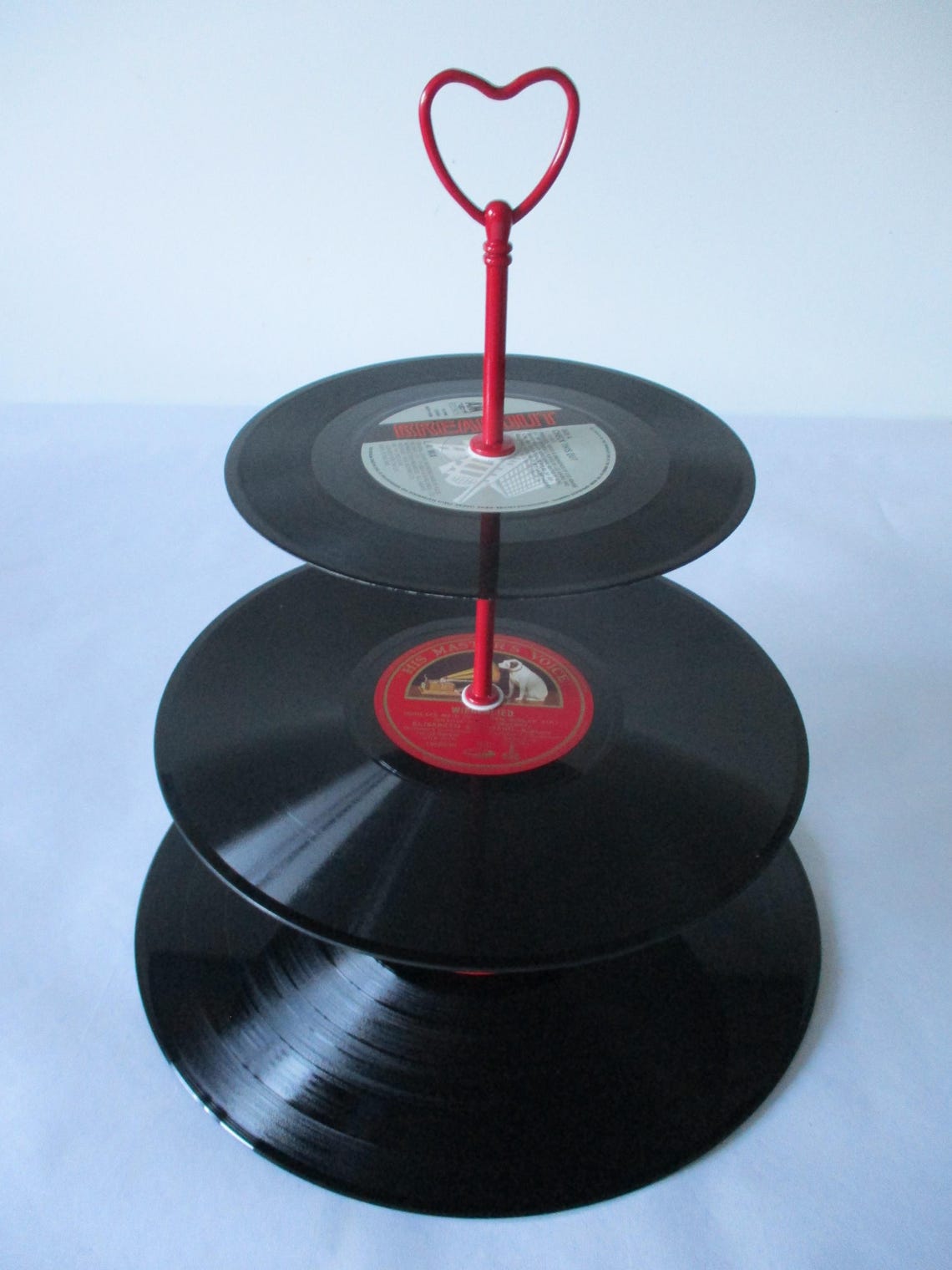 Record Cake Stand, Upcycled Records, Three Tier Cake Stand, Vinyl Cake ...