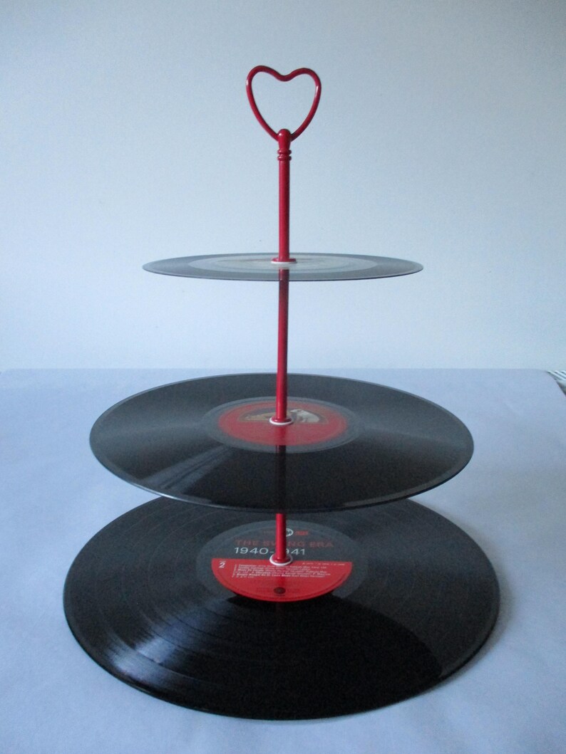 Record Cake Stand, Upcycled Records, Three Tier Cake Stand, Vinyl Cake ...