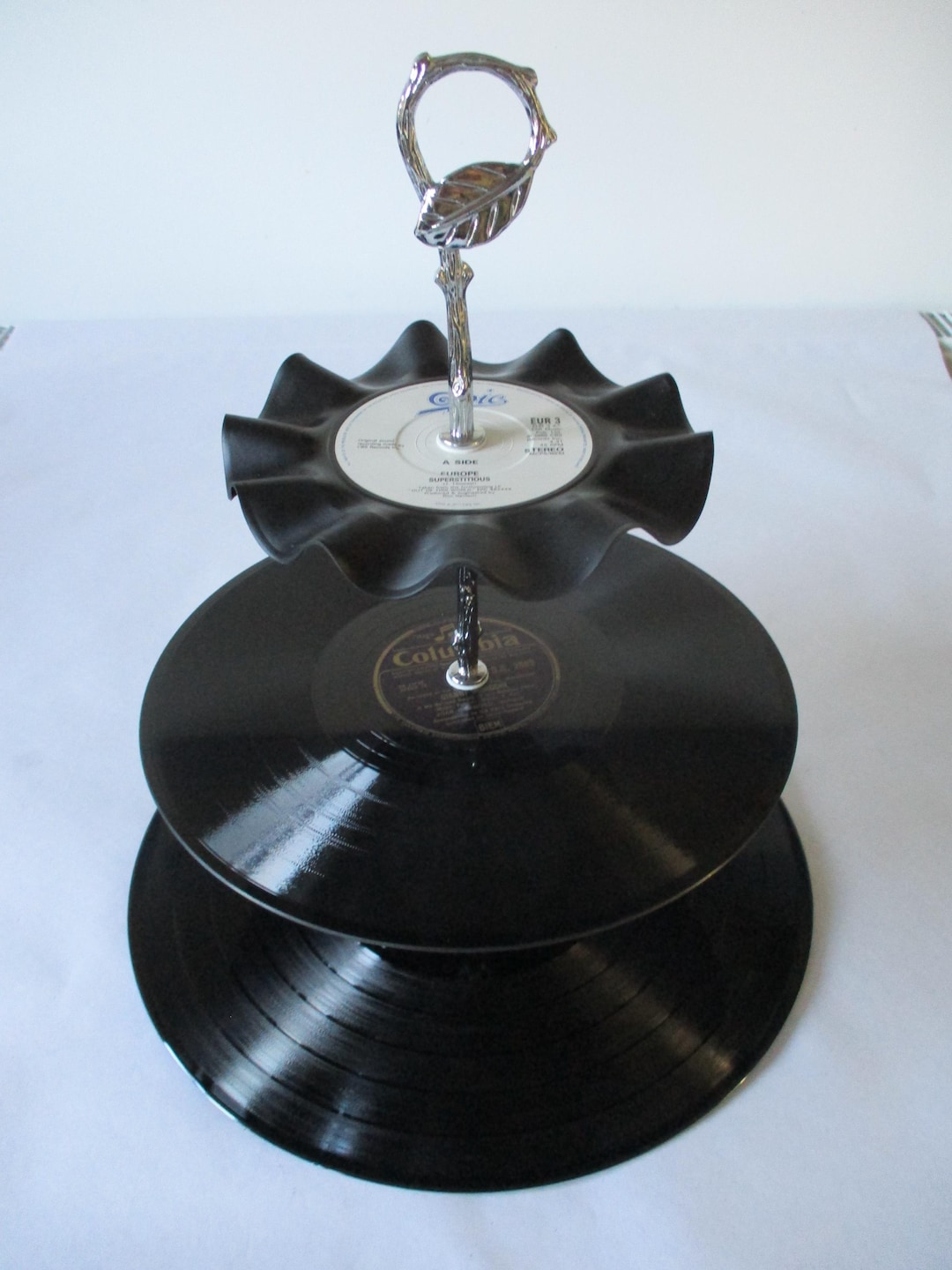 Record Cake Stand, Upcycled Records, Three Tier Cake Stand, Vinyl Cake ...