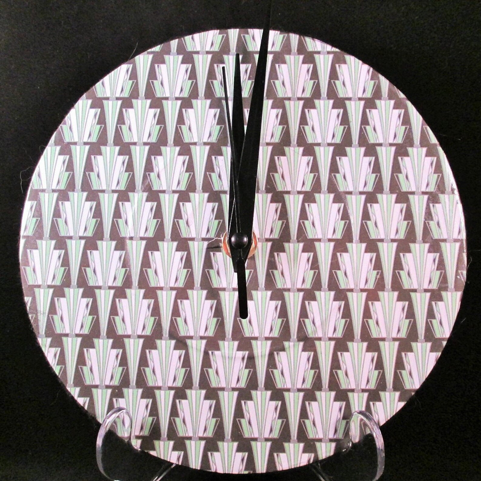 Vinyl Clock, Art Deco Design, Recycled Record Clock, Upcycled, Decopage ...