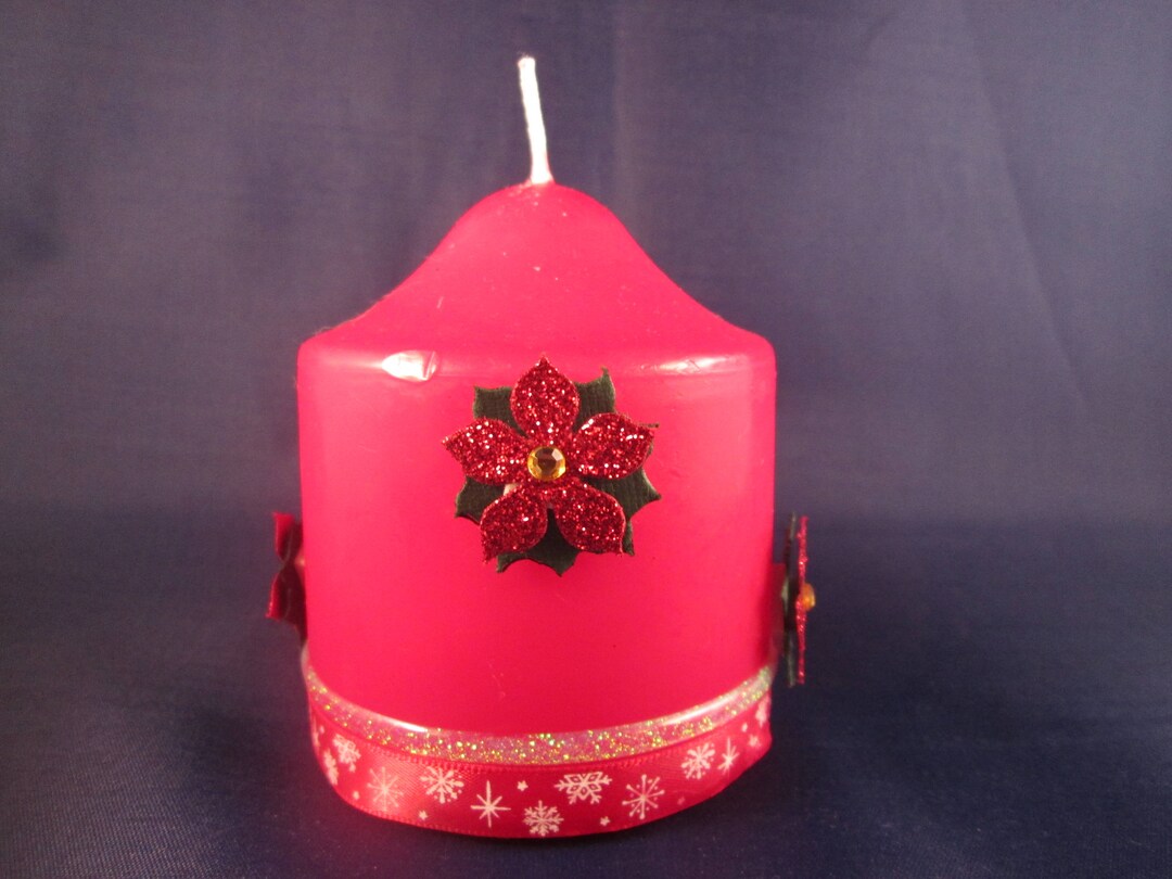 Decorated Candles, Pointsettia Candles, Xmas Candles, Glitter Candles ...