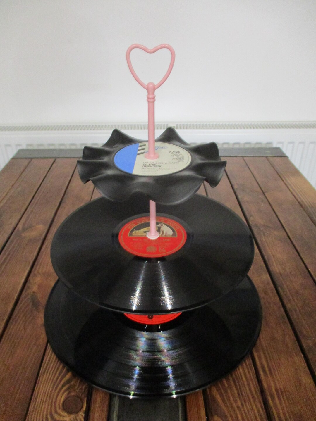 Record Cake Stand, Upcycled Records, Three Tier Cake Stand, Vinyl Cake ...