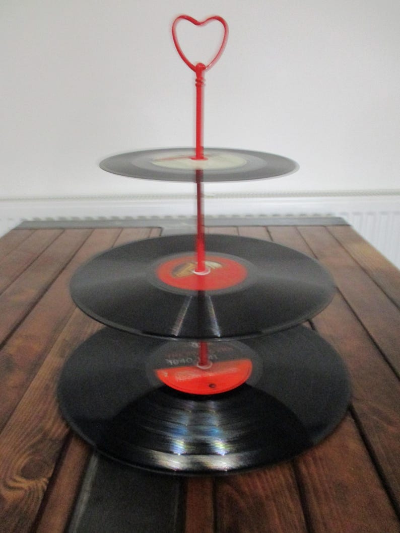 Record Cake Stand, Upcycled Records, Three Tier Cake Stand, Vinyl Cake ...