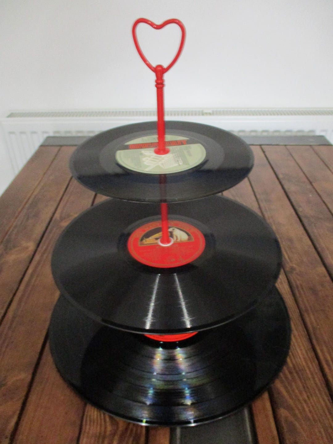 Record Cake Stand, Upcycled Records, Three Tier Cake Stand, Vinyl Cake ...