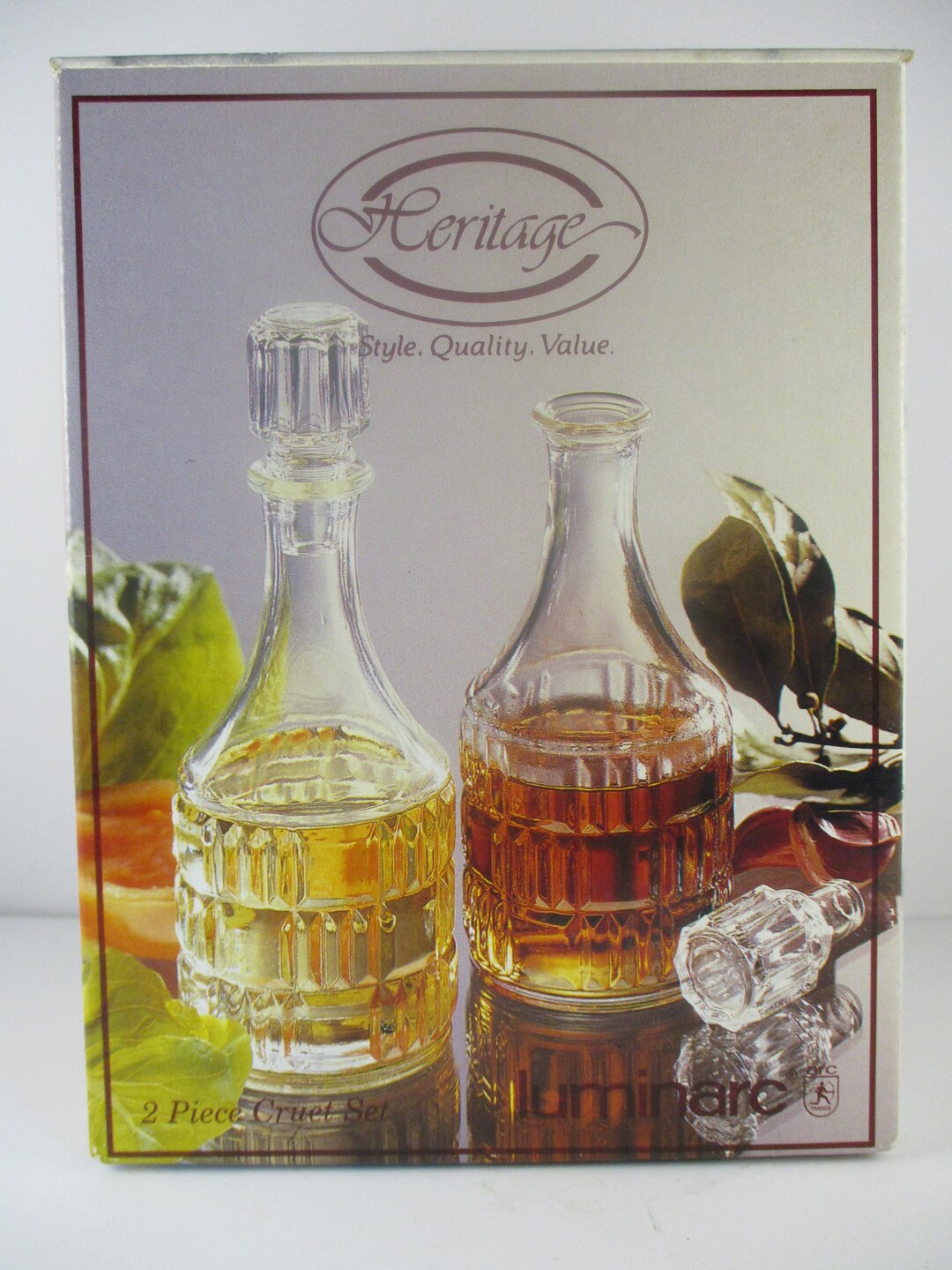 Vintage Glassware, Luminarc Heritage, Glass Cruet Set, Oil Decanter ...