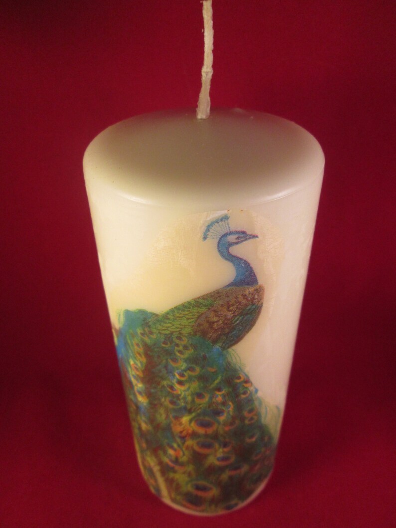 Peacock Candle Peacock Gift Large Pillar Candle Decorated - Etsy