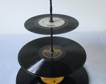 Record Cake Stand, Upcycled Records, Three Tier Cake Stand, Vinyl Cake ...