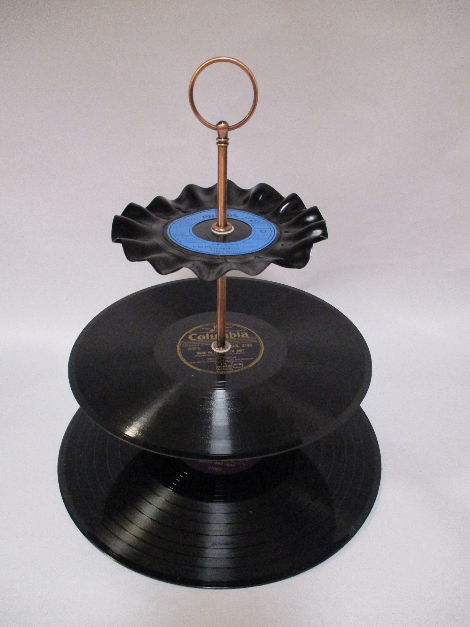 Record Cake Stand Upcycled Records Three Tier Cake Stand - Etsy