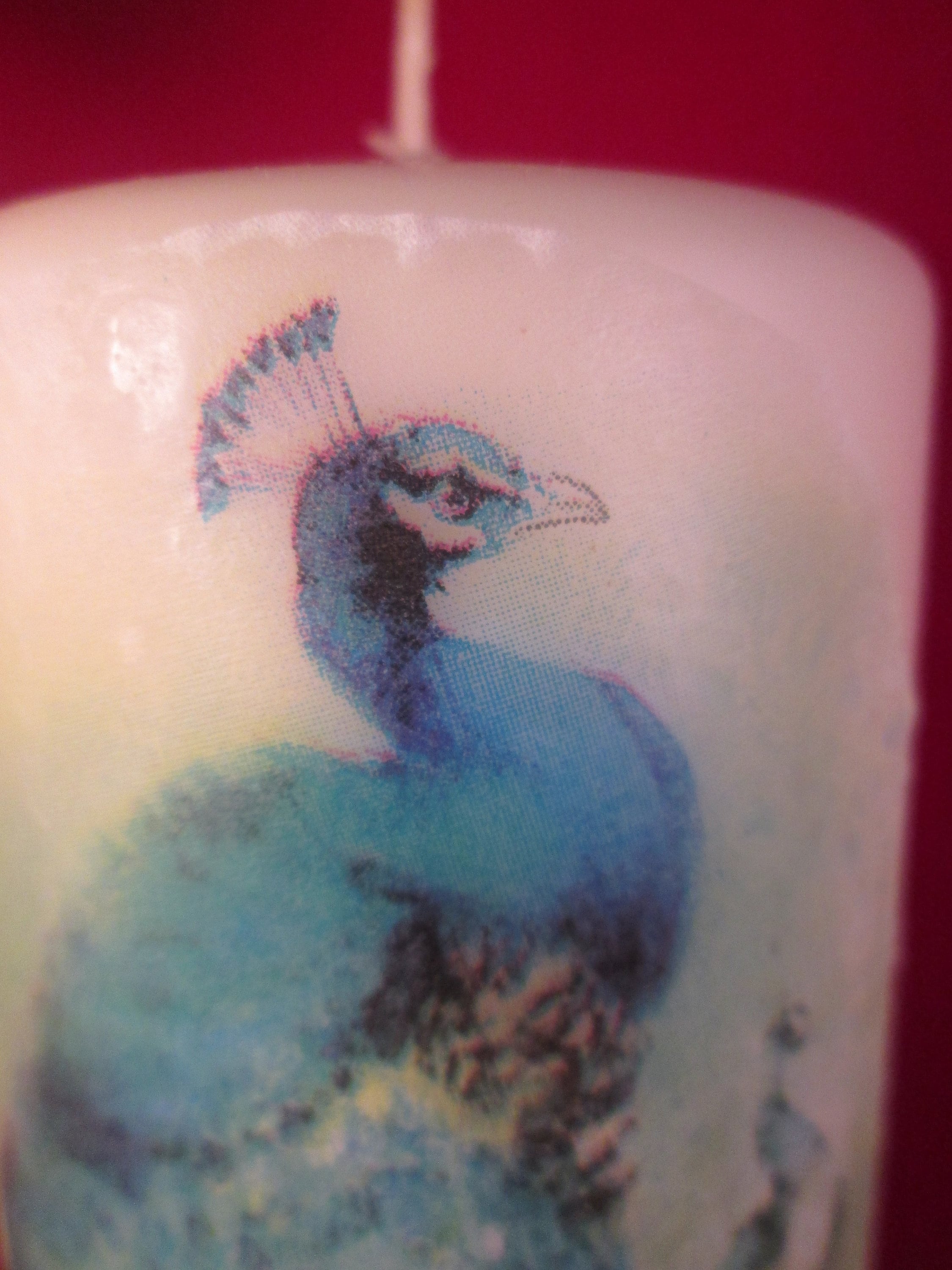 Peacock Candle Peacock Gift Large Pillar Candle Decorated - Etsy