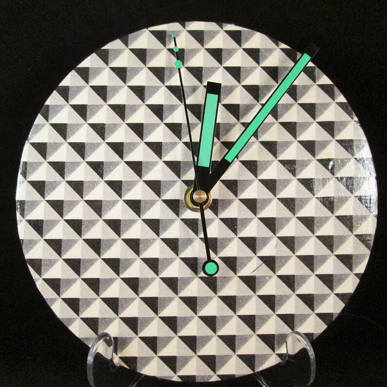 Vinyl Clock Quirky Clock Abstract Geometric Design Recycled - Etsy