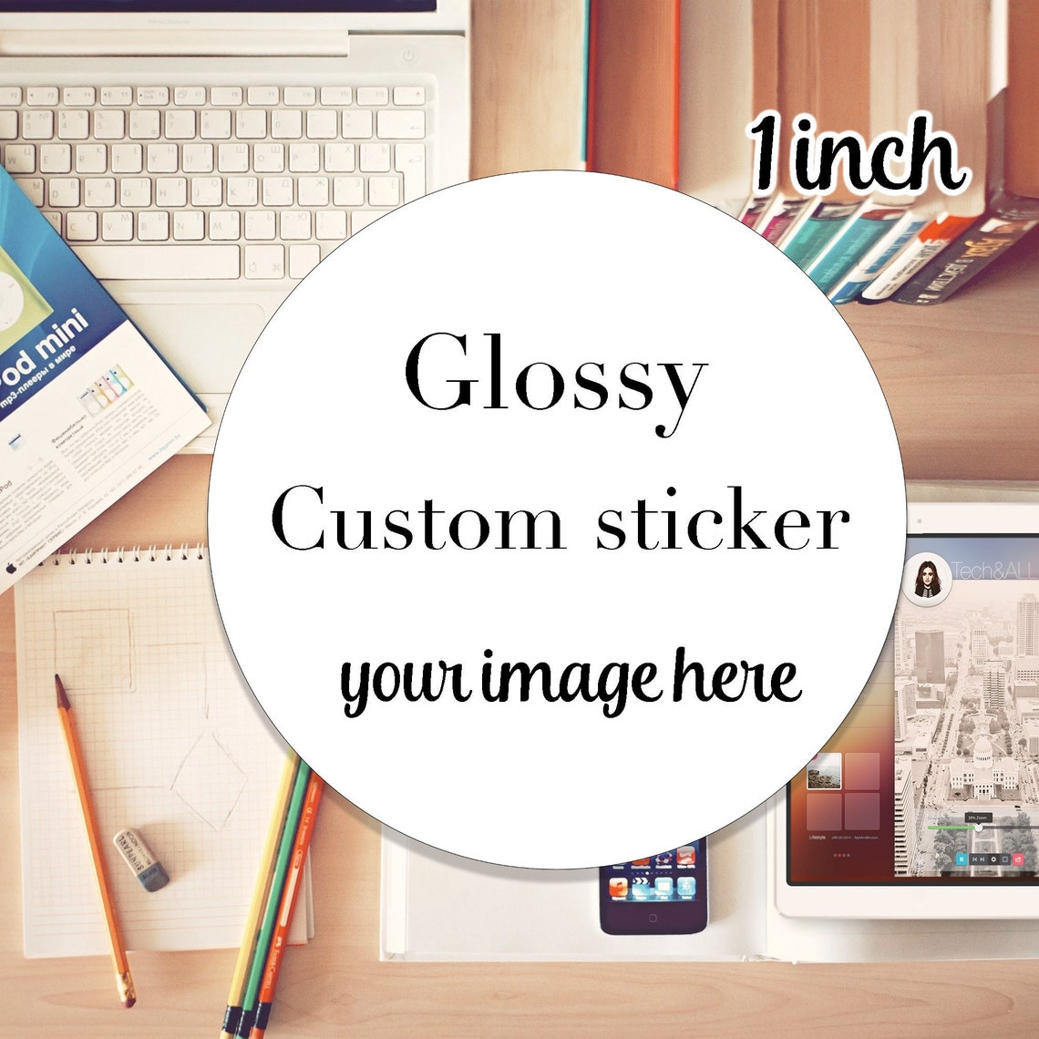 Custom Glossy Stickers 1 Inch 48 Pieces Glossy 1 Inch | Etsy