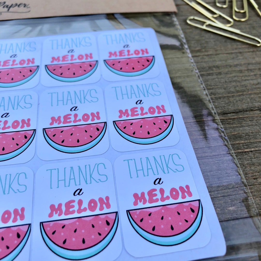 36 Pcs Thank You Stickers | Thanks a Melon | Cute Business Stickers ...