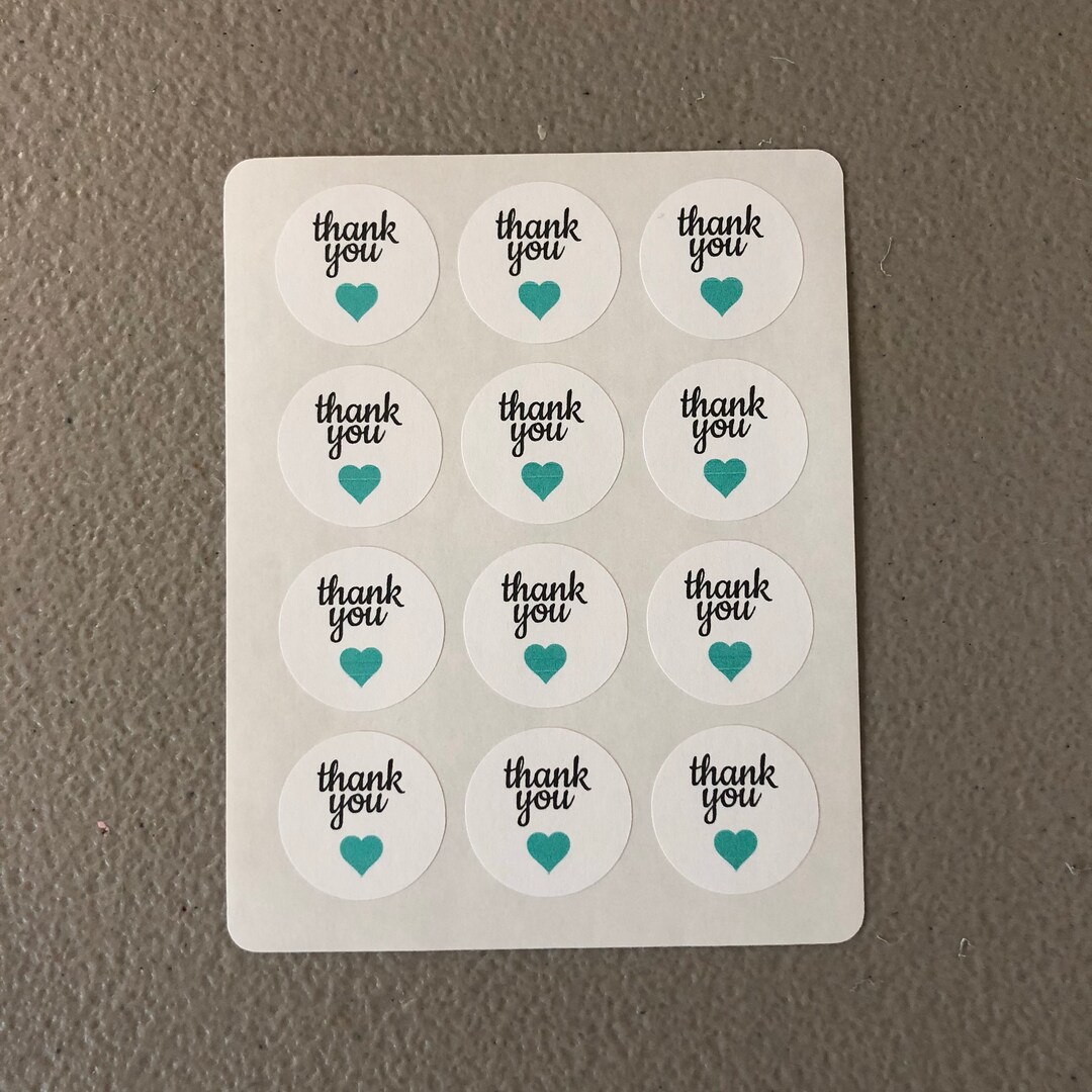 60 Pcs Teal Hearts Thank You Stickers | Cheap Business Stickers ...