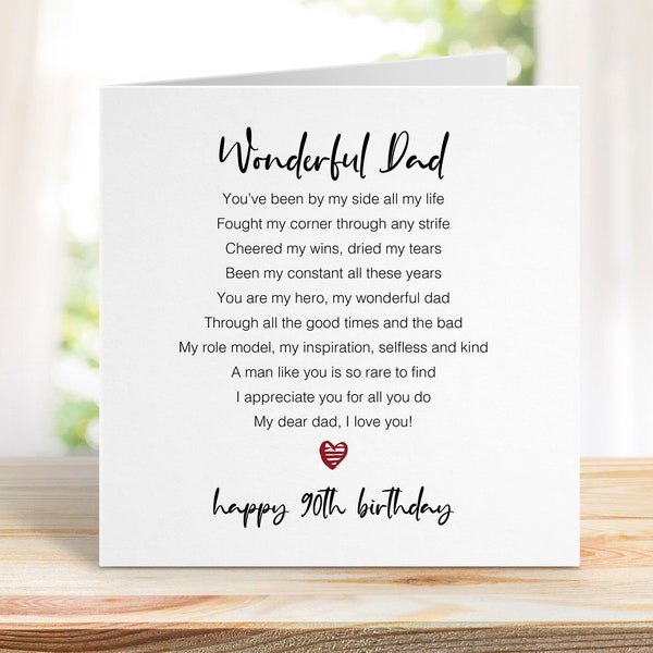 90th Birthday Card Dad - Etsy UK