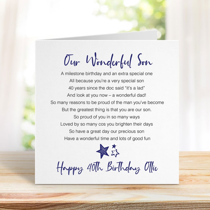 Son 40th Birthday Card - Etsy UK