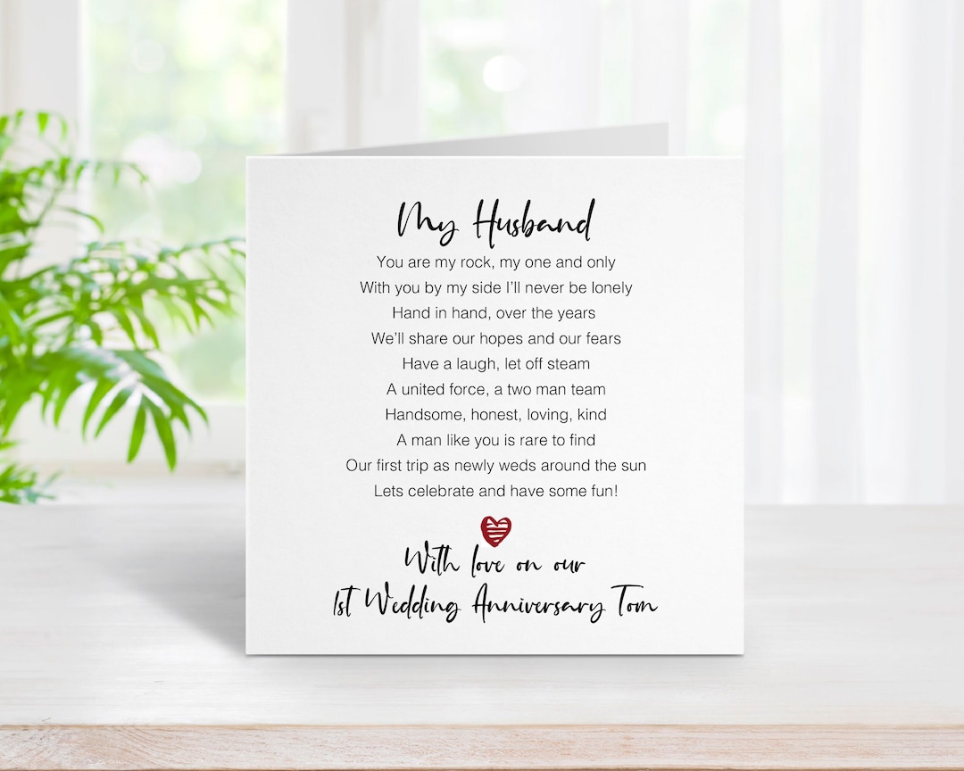 1st Wedding Anniversary Card for Husband - Happy First Anniversary ...