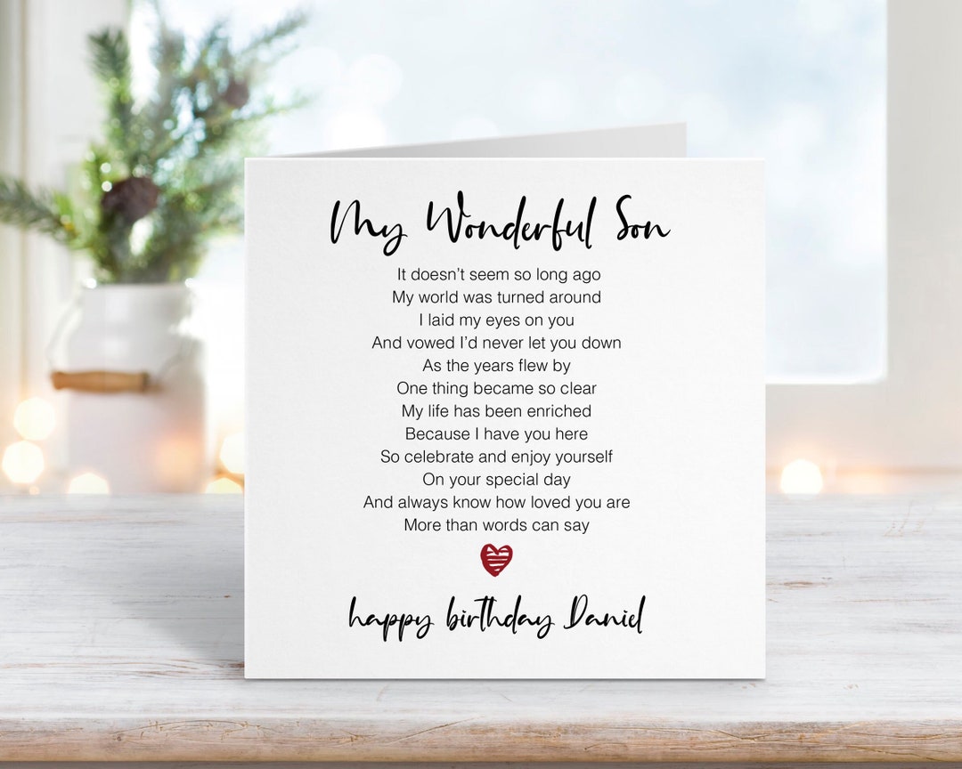 Birthday Card for My Son - Personalised Birthday Card - Wonderful Son ...