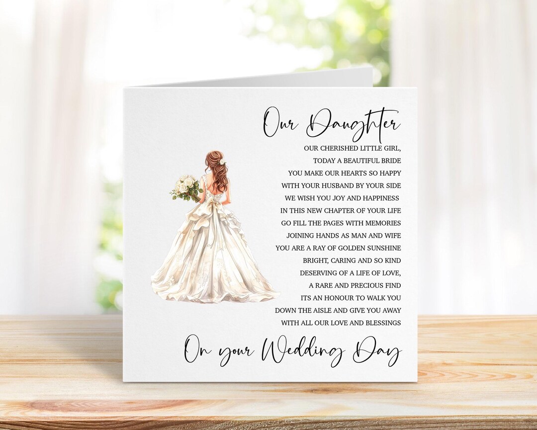 Daughter Wedding Card - to Our Daughter on Your Wedding Day - W0018 - Etsy
