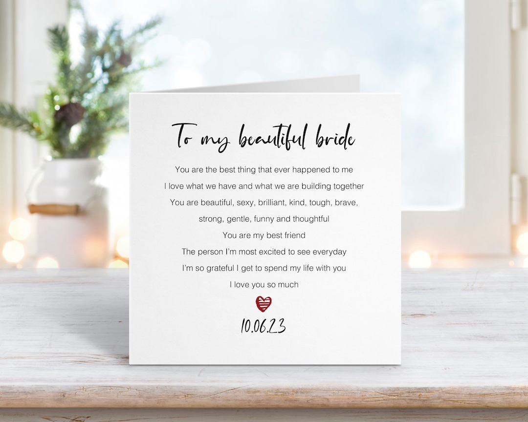 Bride Card - Personalised Wedding Card - to My Beautiful Bride on Our ...