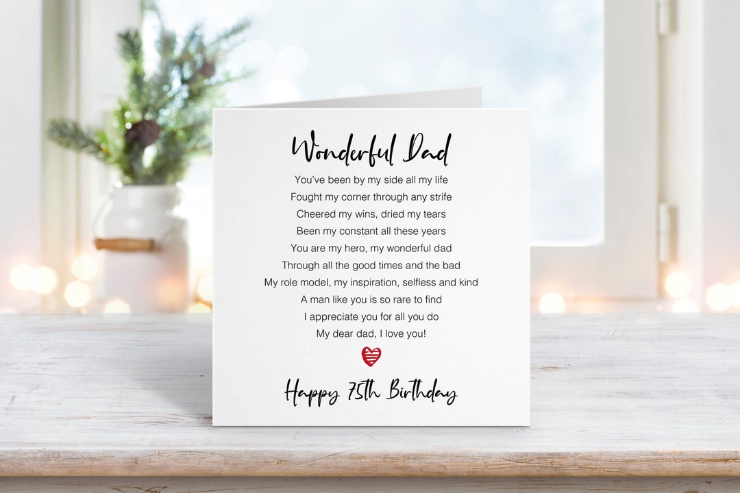 Dad 75th Birthday Card - Card for Dad - Happy Seventy Fifth Birthday ...