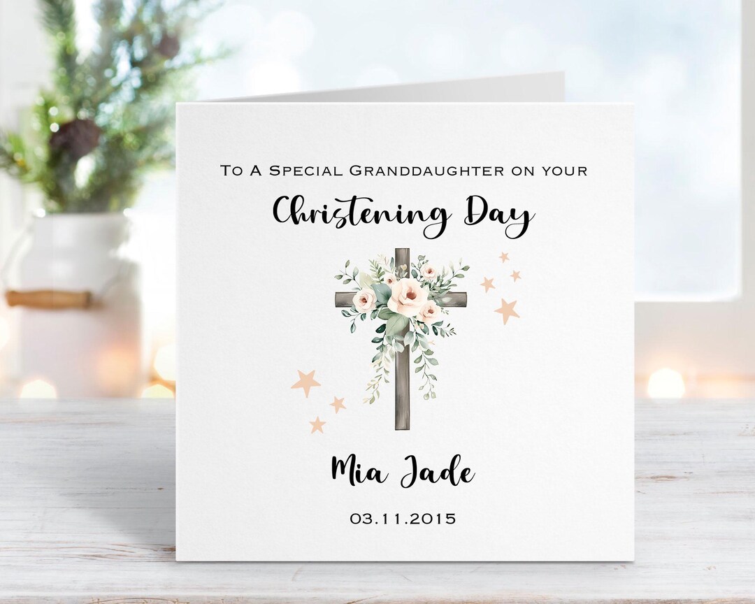 Granddaughter Christening Day Card - Personalised Baptism Card for ...