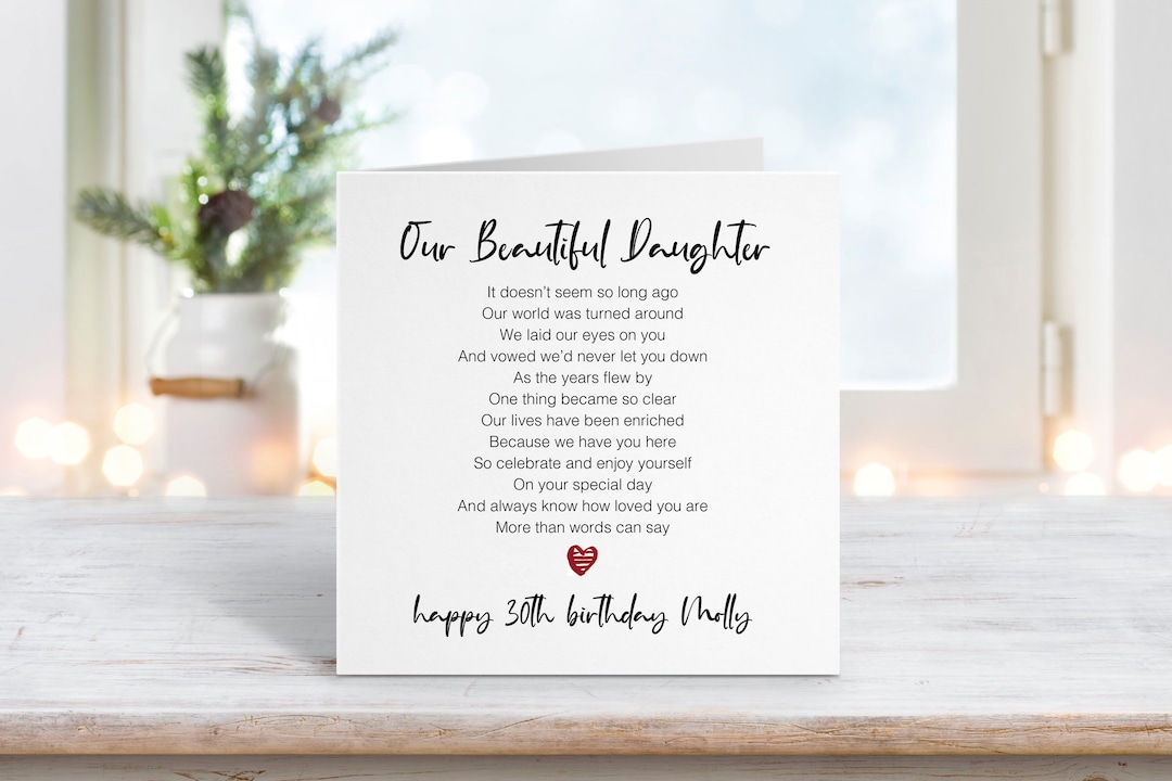 30th Birthday Card for Daughter - Personalised Birthday Card - Our ...