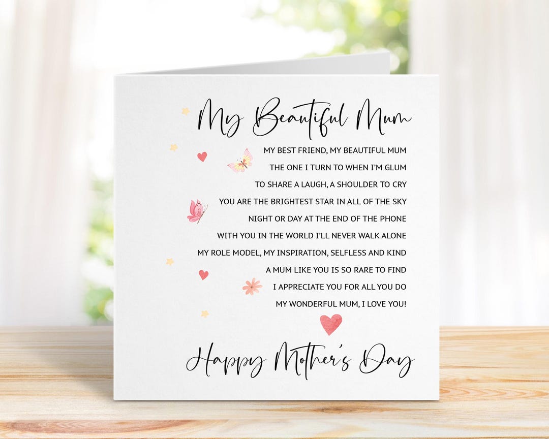 Mother's Day Card - Sentimental Mothers Day Card - Daughter - Son ...