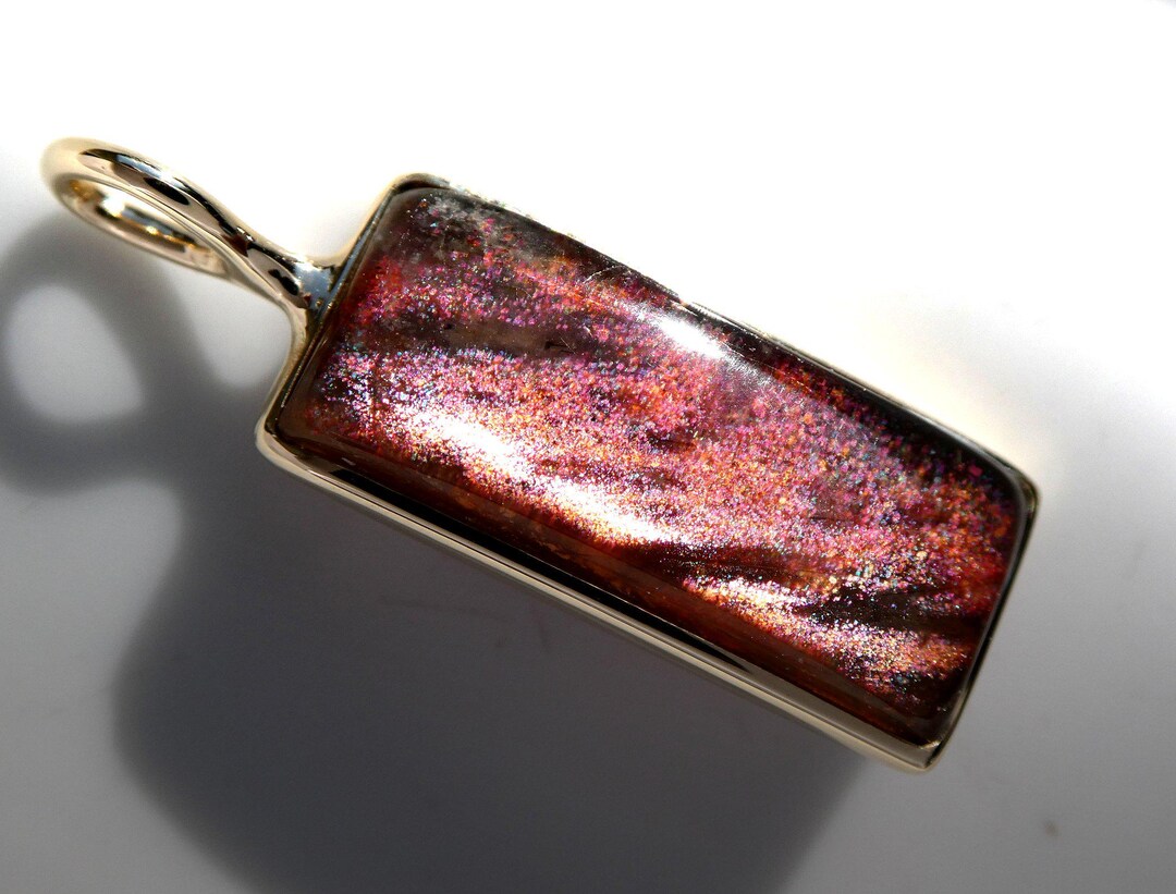 14 K Purple Sunstone Gold Pendant, Solid 585 Gold Purple Haze Sunstone ...