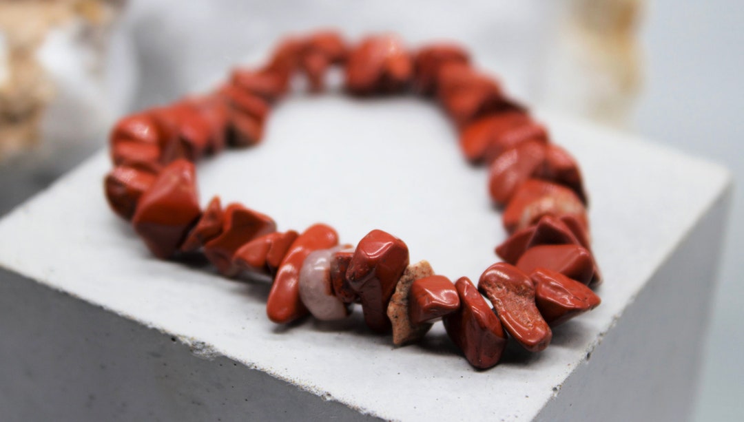 Red Jasper Chipstone Bracelet Red Jasper Bangle Crystal Healing ...
