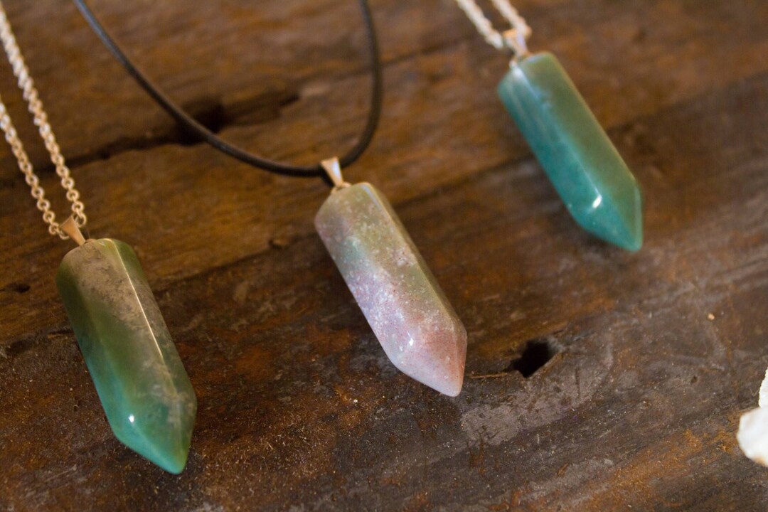 Watermelon Agate Necklace Polished Sterling Silver Natural Crystal ...