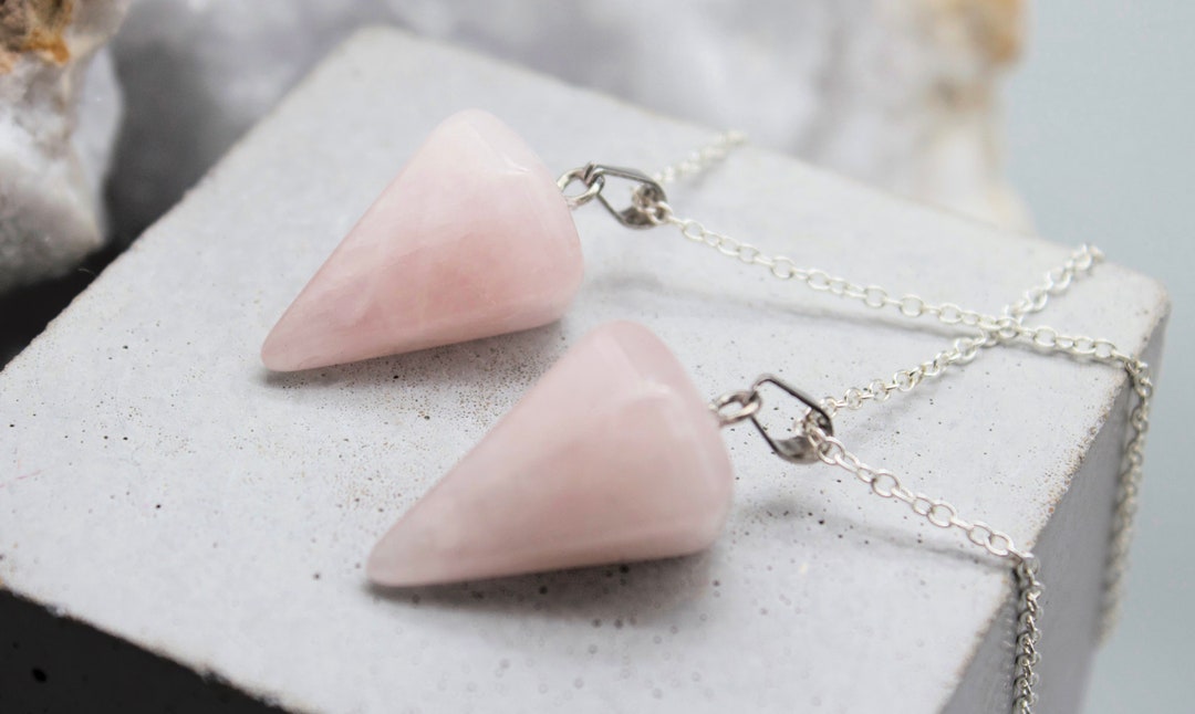 Rose Quartz Pendulum Necklace: Sterling Silver Dowsing Pendant - Etsy