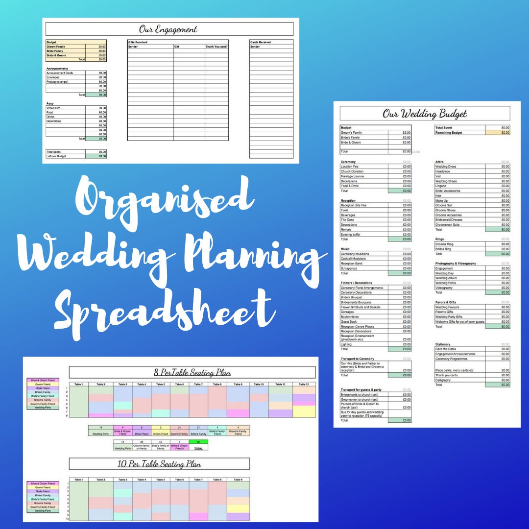 Wedding Planning Spreadsheet Excel / Google Sheets | Etsy