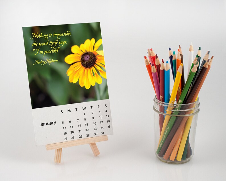 Inspirational Quotes Desk Calendar With Easel, Loose Leaf Calendar ...
