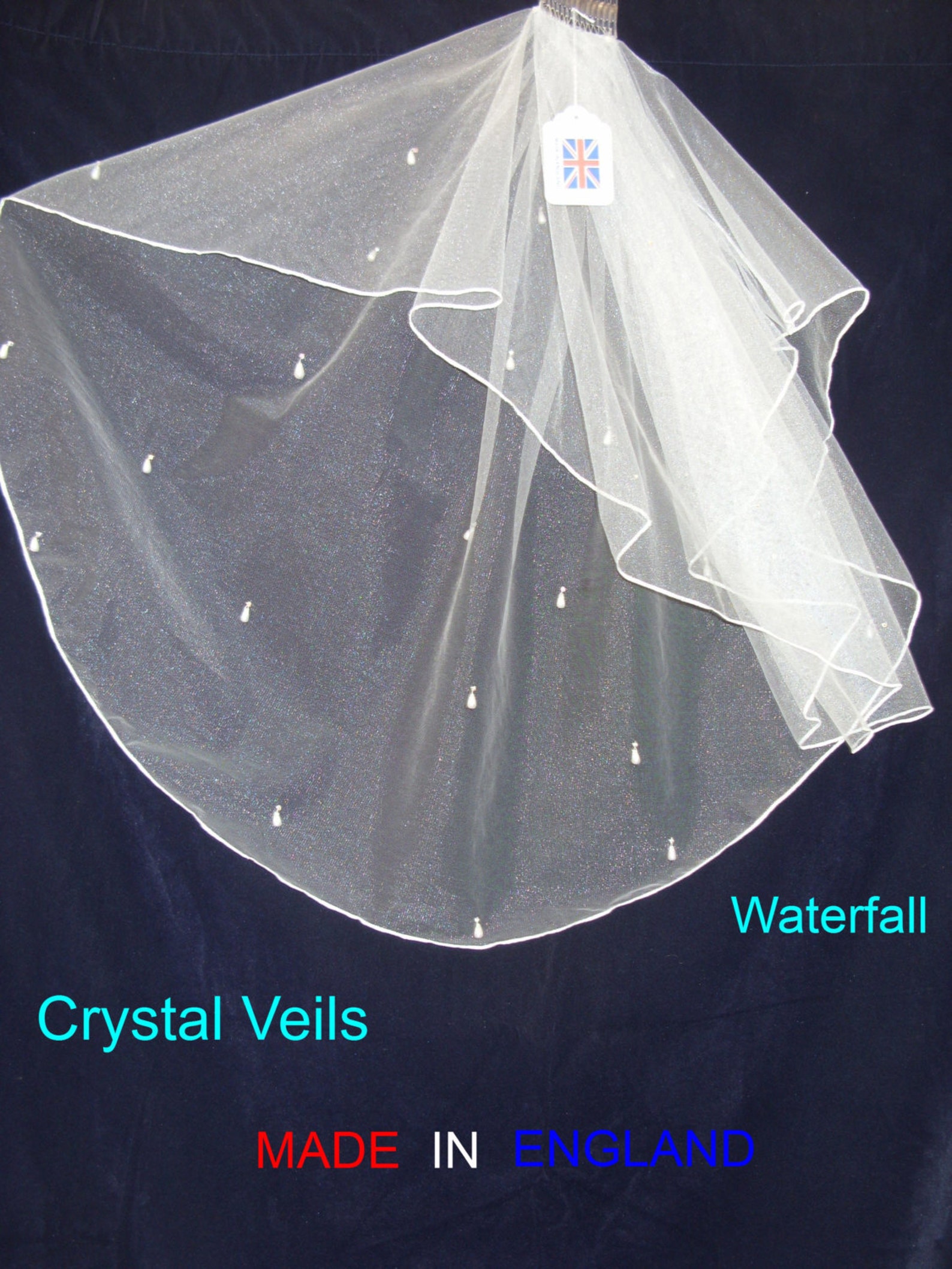 WEDDING VEIL Pearl Drop and Diamante Waterfall Veil on - Etsy