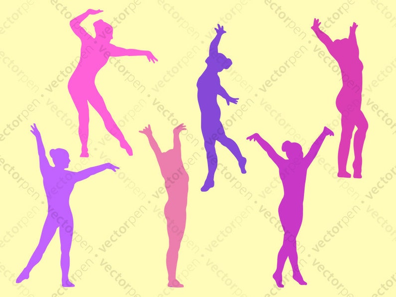 Gymnast SVG. 6 Girls Gymnastic Poses Clip Art for | Etsy