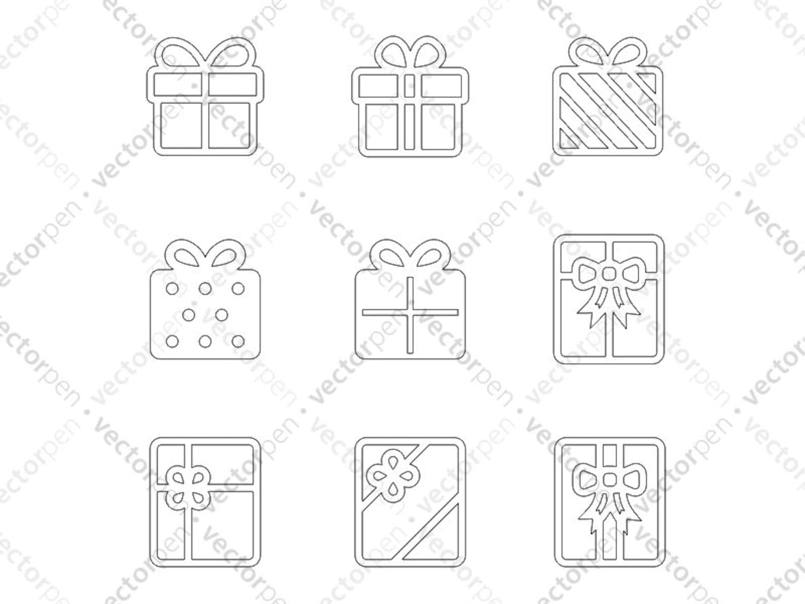 9 regalo de Navidad SVG iconos. Paquete de iconos de | Etsy