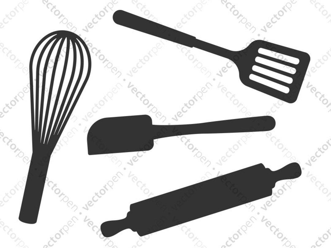 Kitchen Utensils Svg Spatula Whisk Rolling Pin Art For Scrapbooking